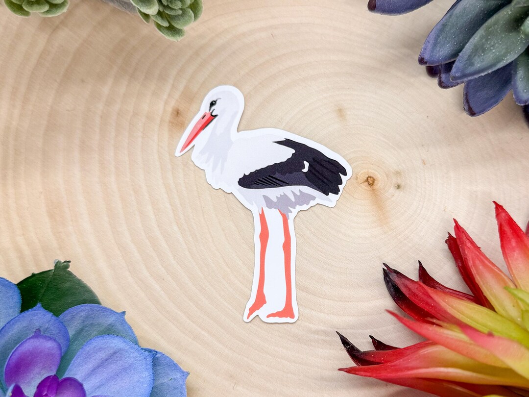 White Stork Sticker, White Stork Decal, White Stork Gift, White Stork ...