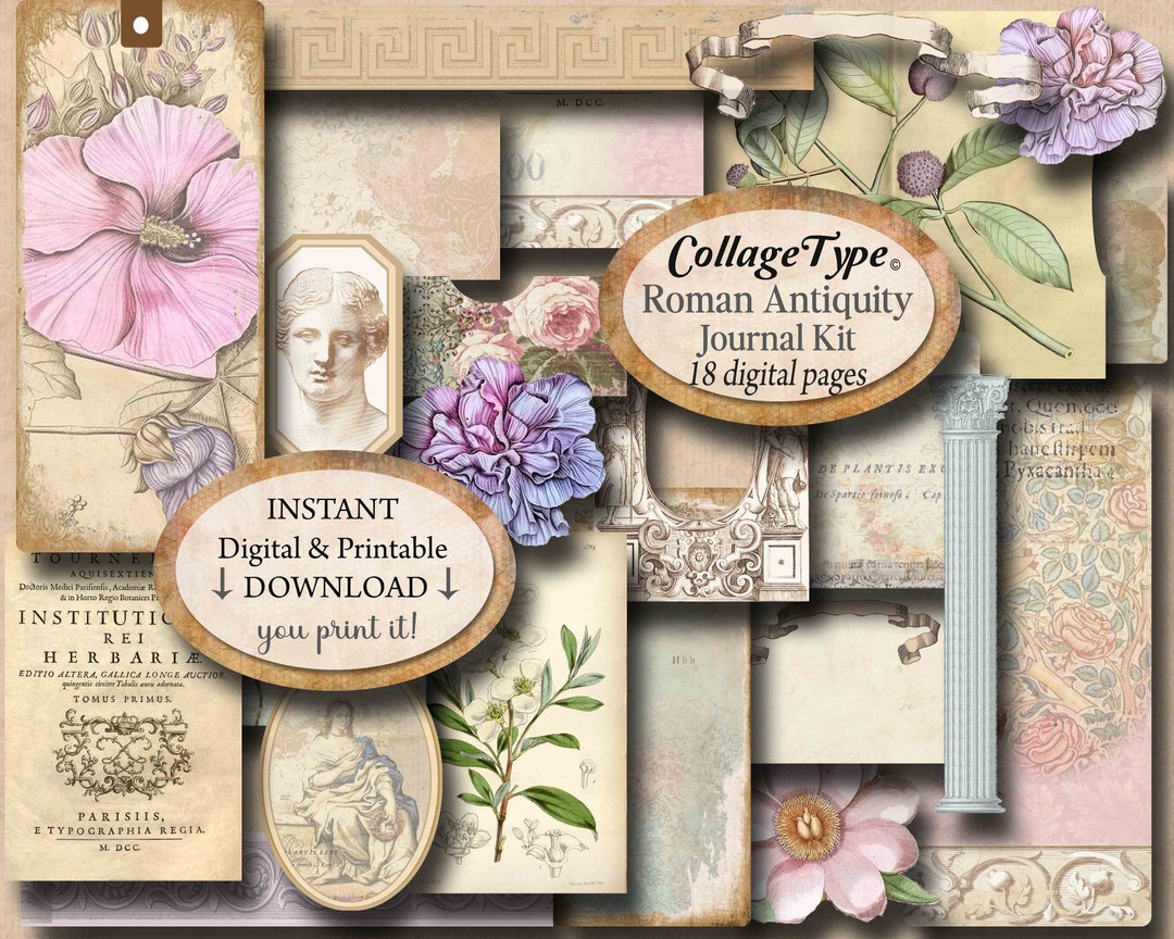 Journal Kit, Antiquity, Ephemera, Roman, Latin, Sepia Pastels, JPG ...