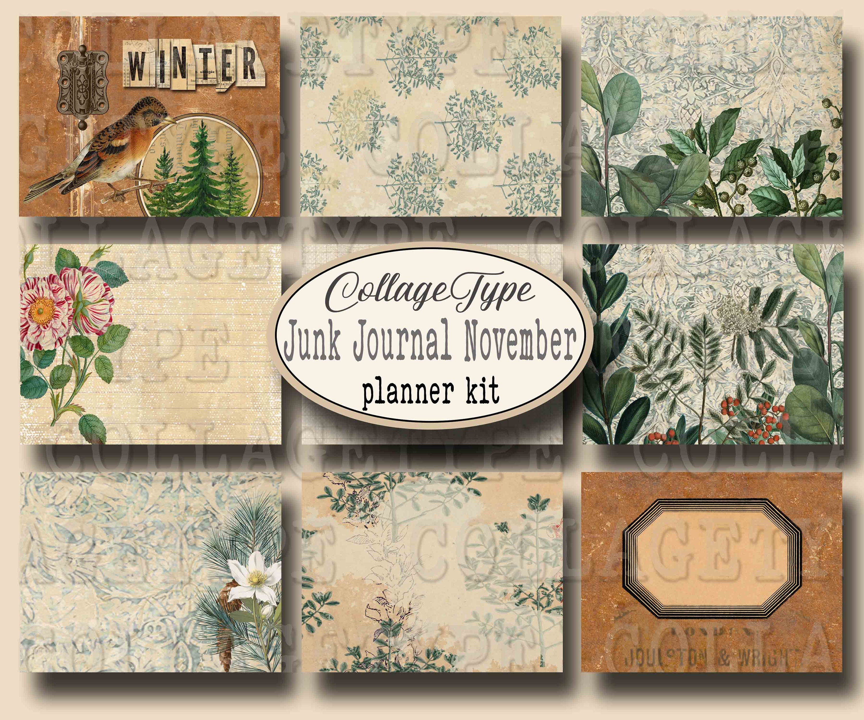 Junk Journal November Planner Kit, Over 150 Pieces, 14 Pages - Etsy