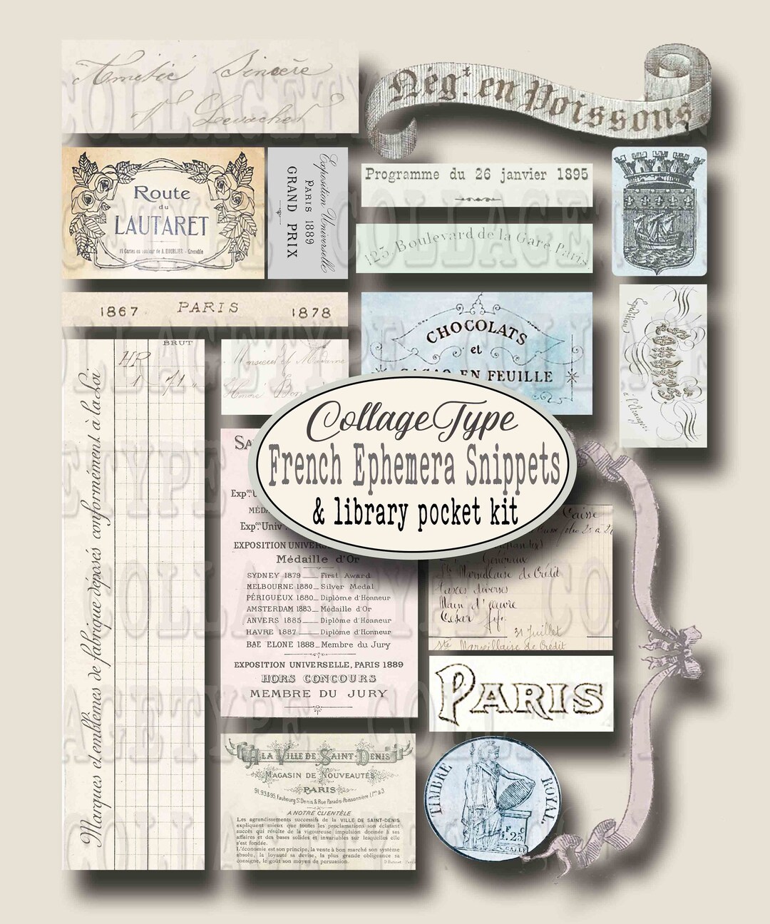 Junk Journal Snippets, French Ephemera, Soft Colors 6 Pages - Etsy