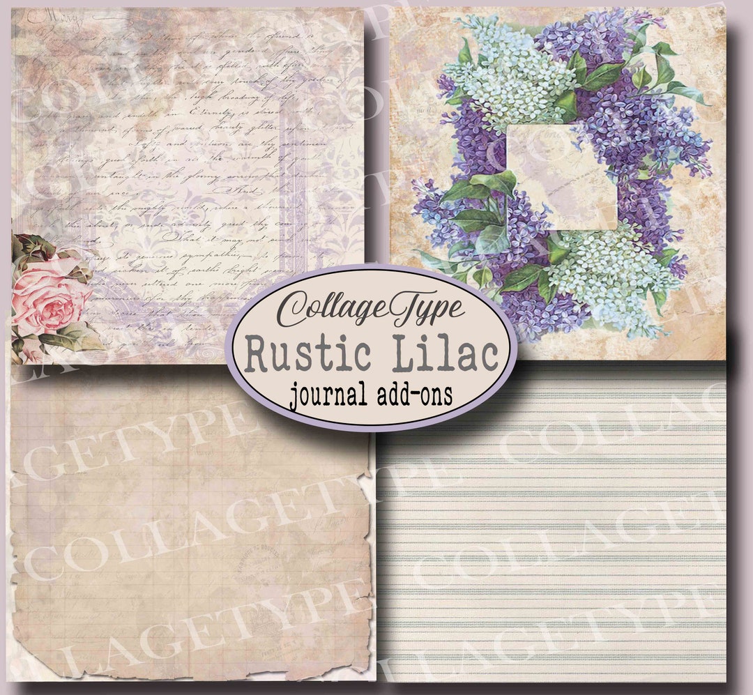 Junk Journal, Kit, Purple, Lilacs, French, Digital, Ephemera,11 Pages ...