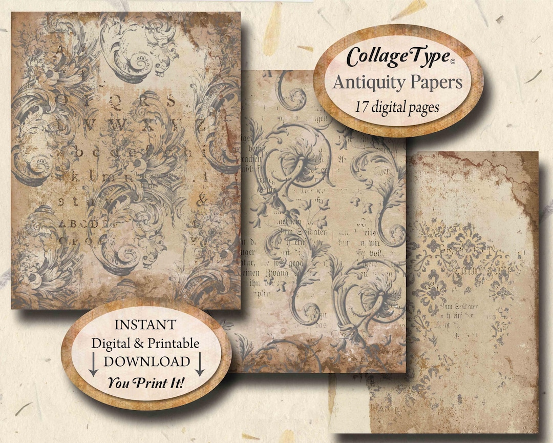 Antiquity Paper Pack: Sepia & Grey Digital Scrapbook Paper (PDF/JPG) - Etsy