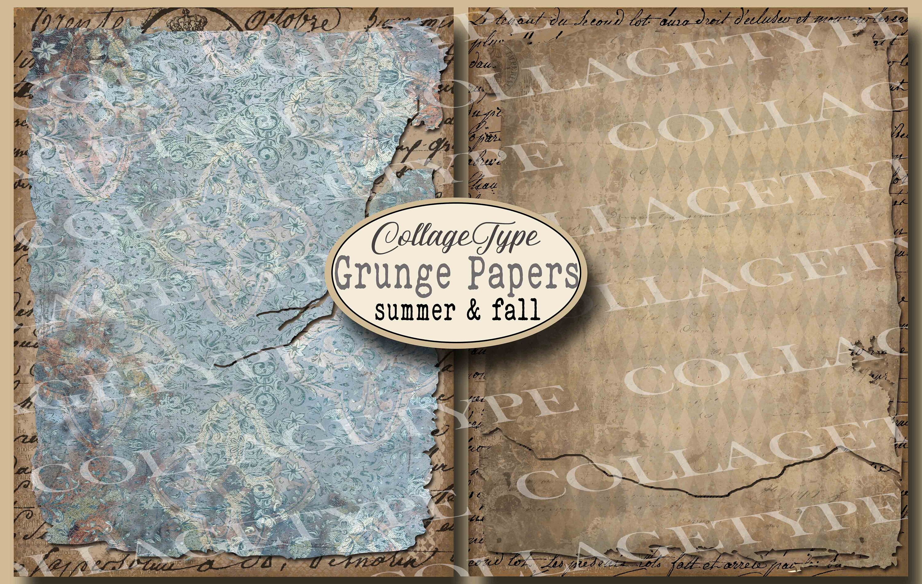 Junk Journal Grunge, Paper Pack, 12 Sheets - Etsy