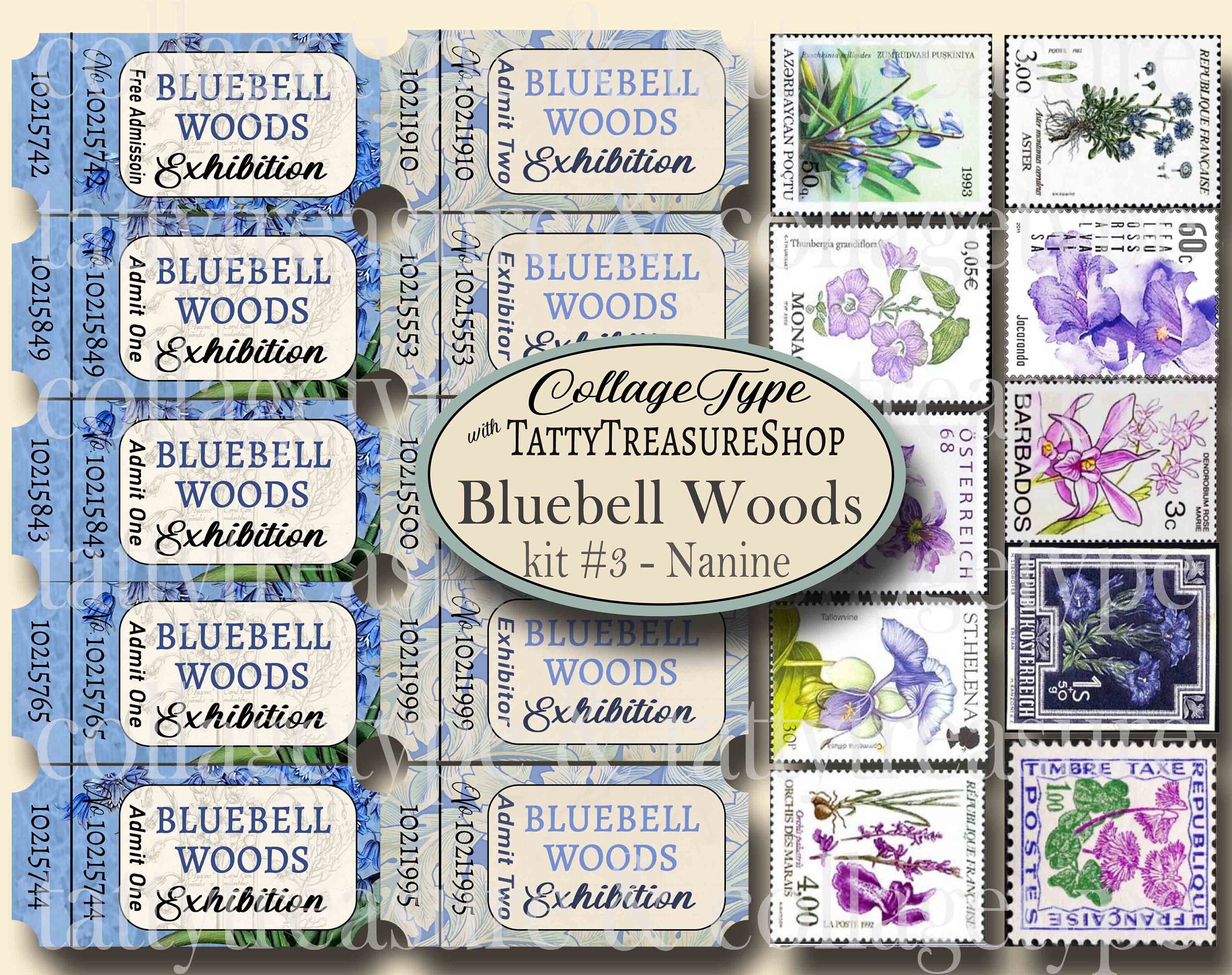 Bluebell Woods Ephemera, Animals and Botanicals, Collage Kit (digital ...