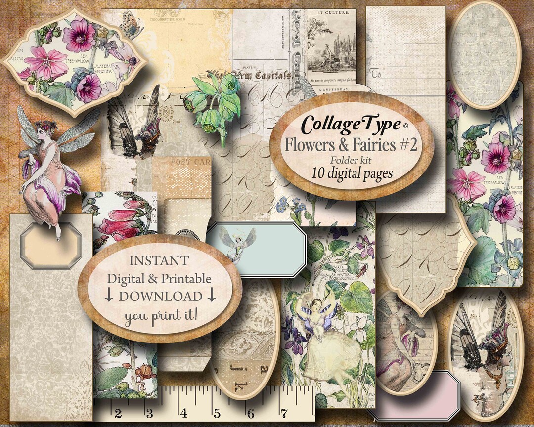 File Folder Diy Printable Kit, 10 Pages, Flowers Fairies Pdf and Jpg - Etsy