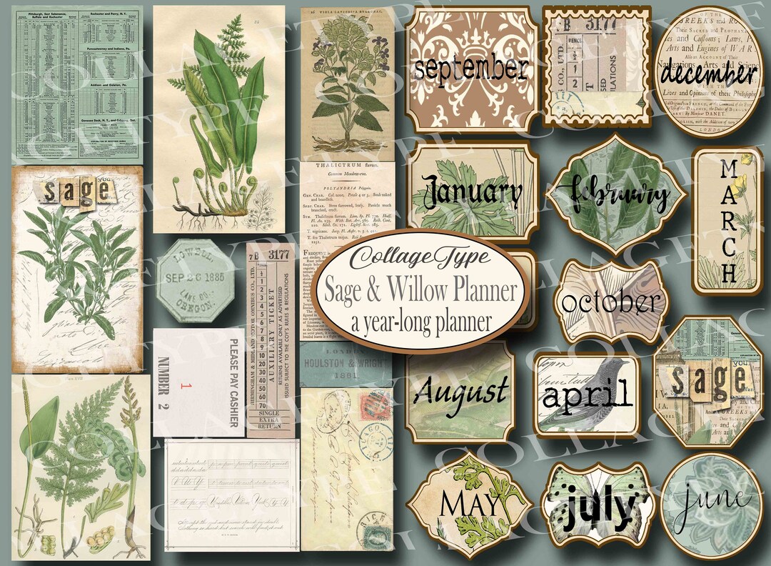 US LETTER, Calendar Journal Yearlong Planner Kit, 2023 Calendar, Sage ...