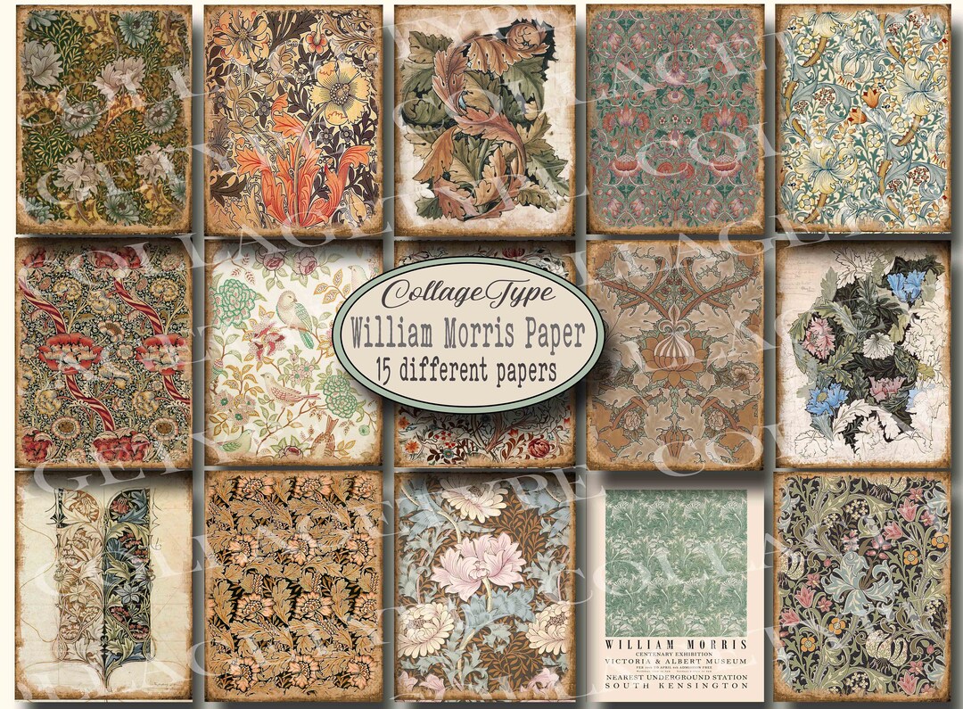 Morris Style Printable Papers 15 Digital Pages Jpg Pdf - Etsy