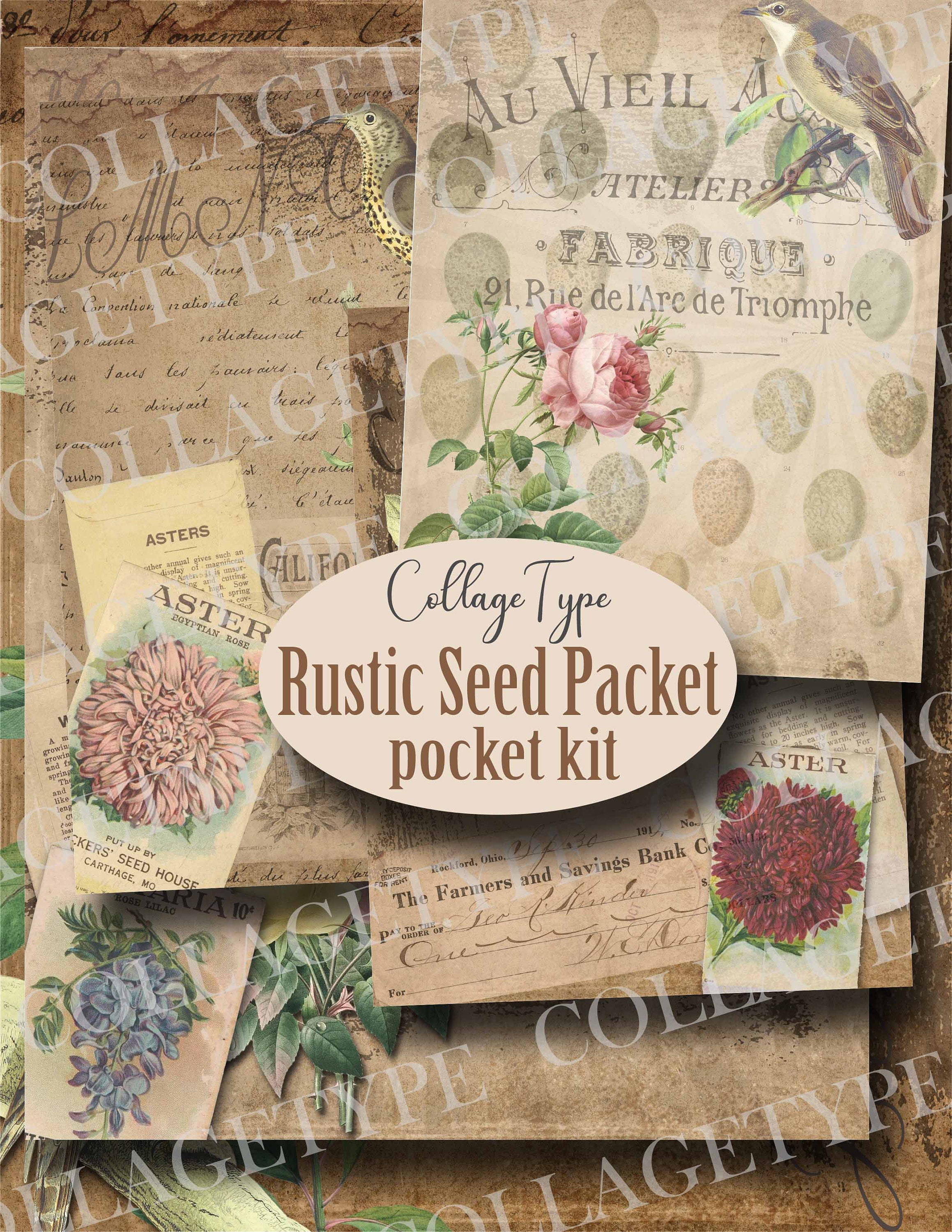 Junk Journal Digital, Seed Packets, Gardening, 10 Pages - Etsy