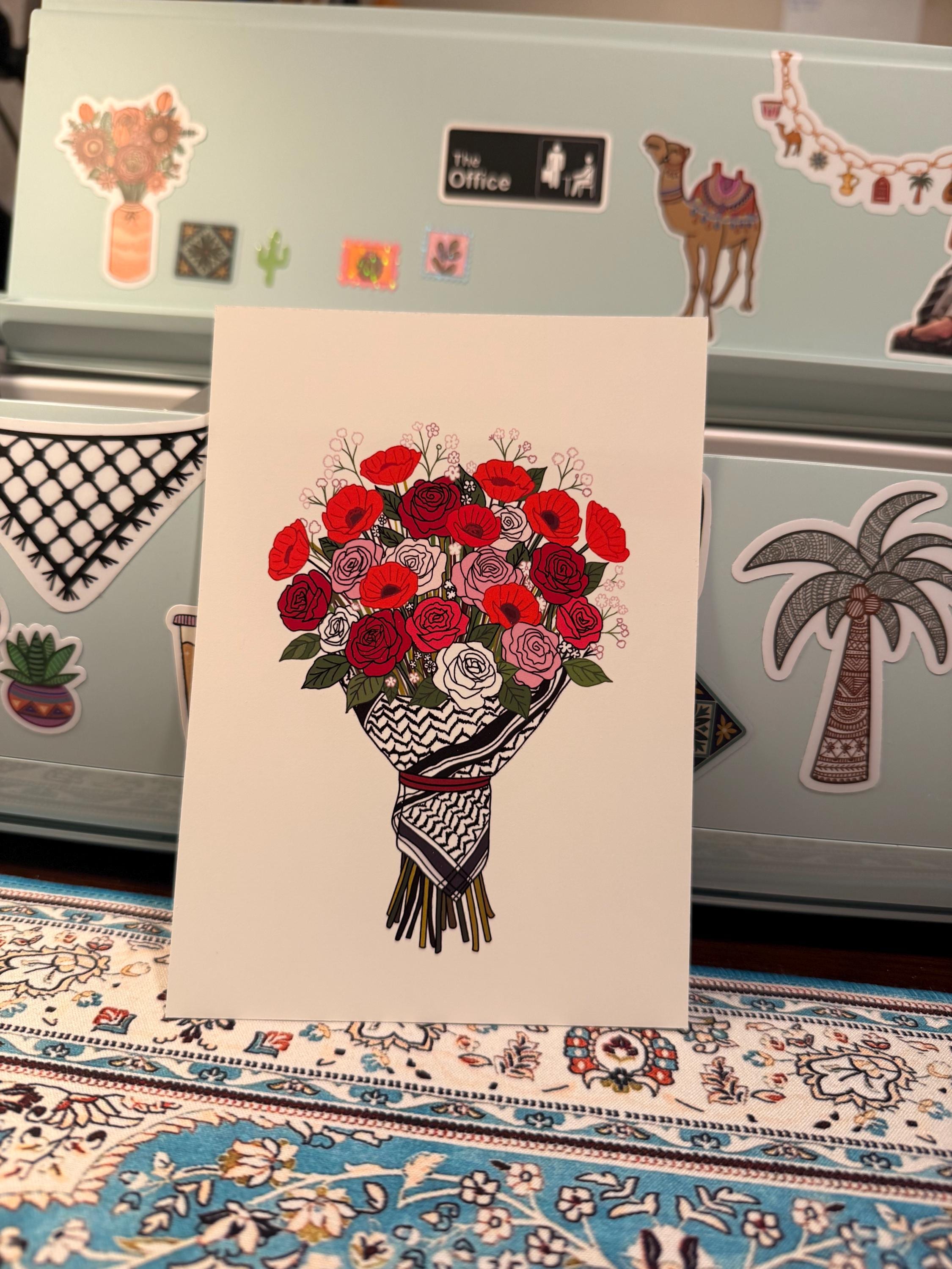 Keffiyeh Flower Bouquet Art Print: Palestinian Pattern [unframed] - Etsy