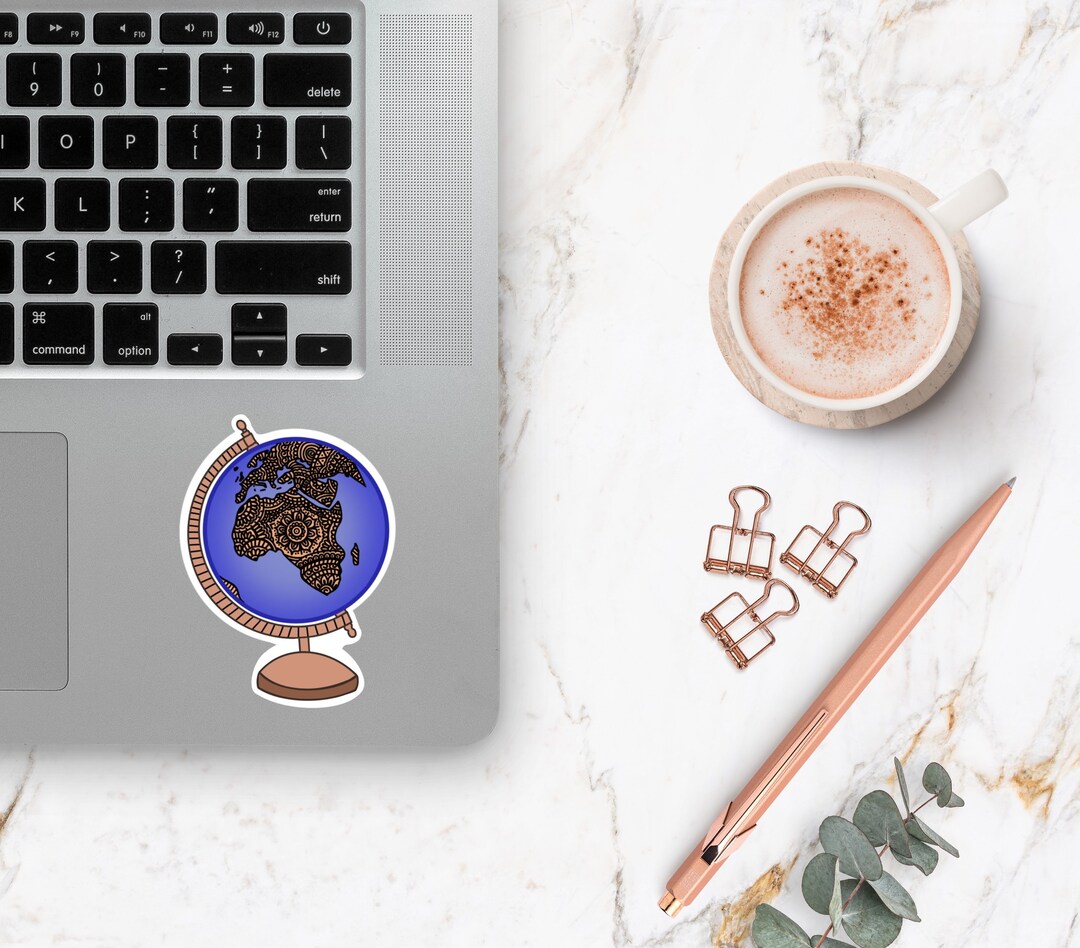 Globe Sticker, Vinyl Sticker, Earth Sticker, Africa Sticker, Mandala ...