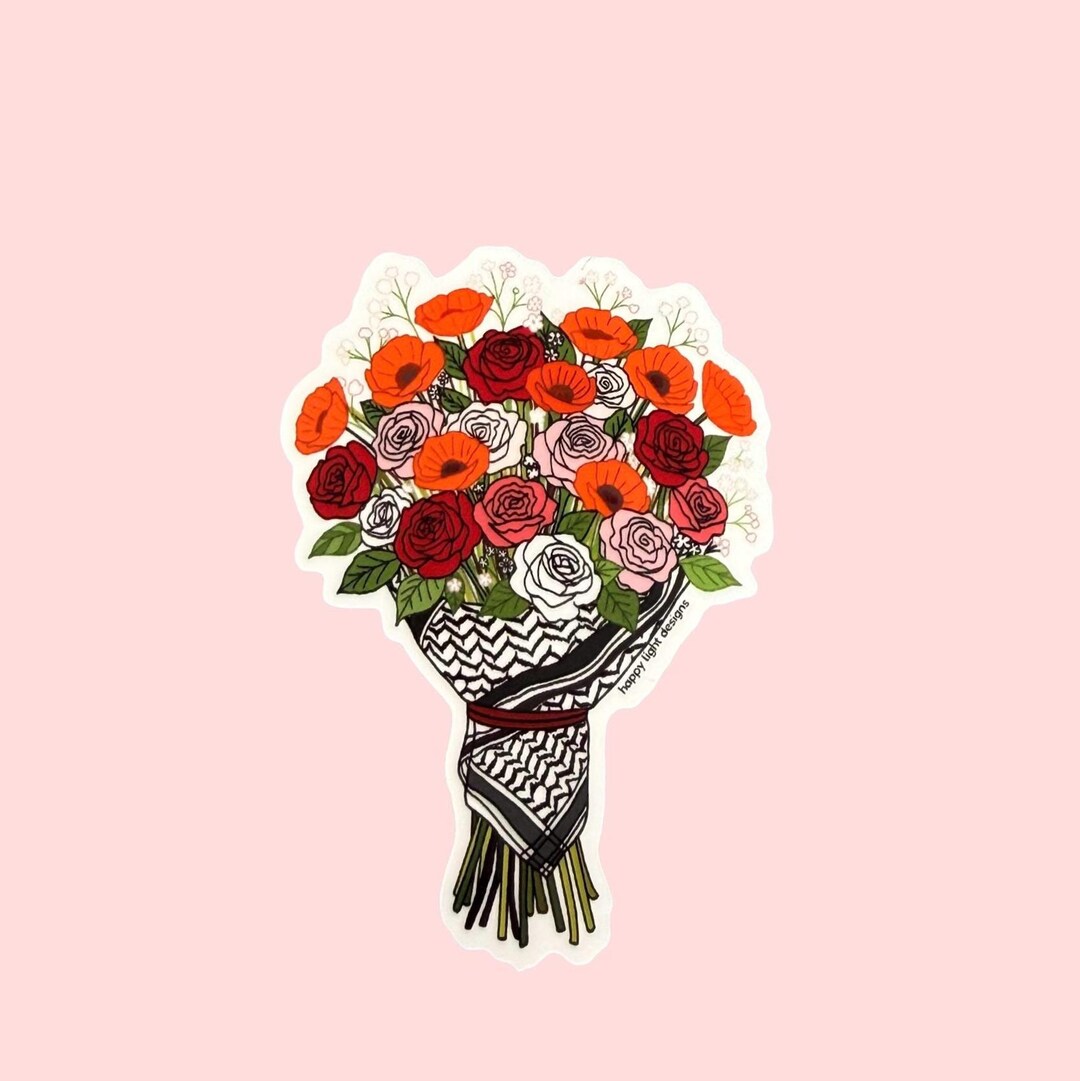 Keffiyeh Flower Bouquet Sticker: Palestinian Pattern Vinyl Decal ...