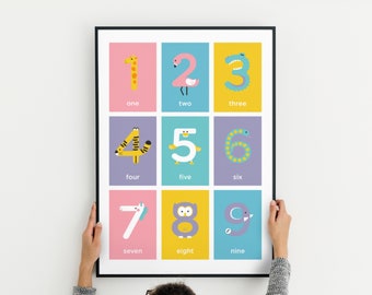 Animal Number Poster | Etsy