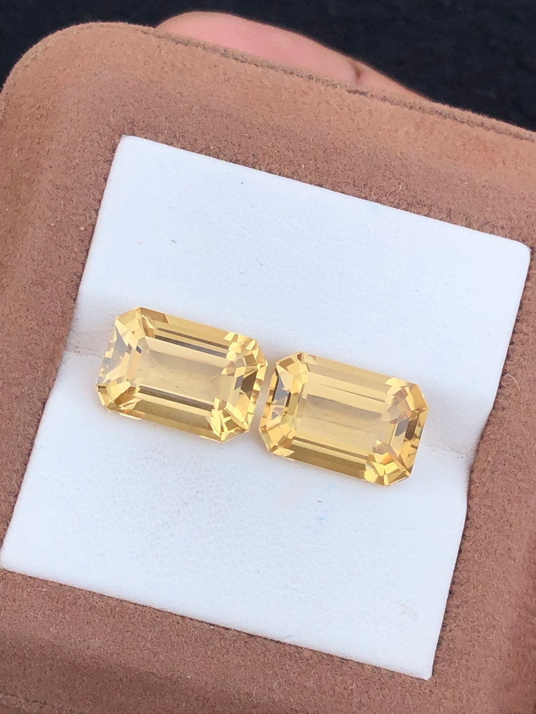 12.20 Carats Stunning Custom Emerald Cut Citrine Pair, Pair for Earning ...
