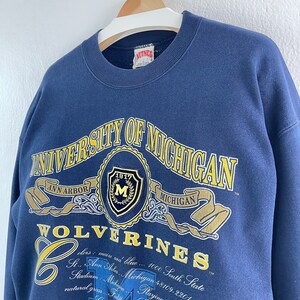 Vintage 90s University of Michigan Wolverines Embroidered Crewneck ...
