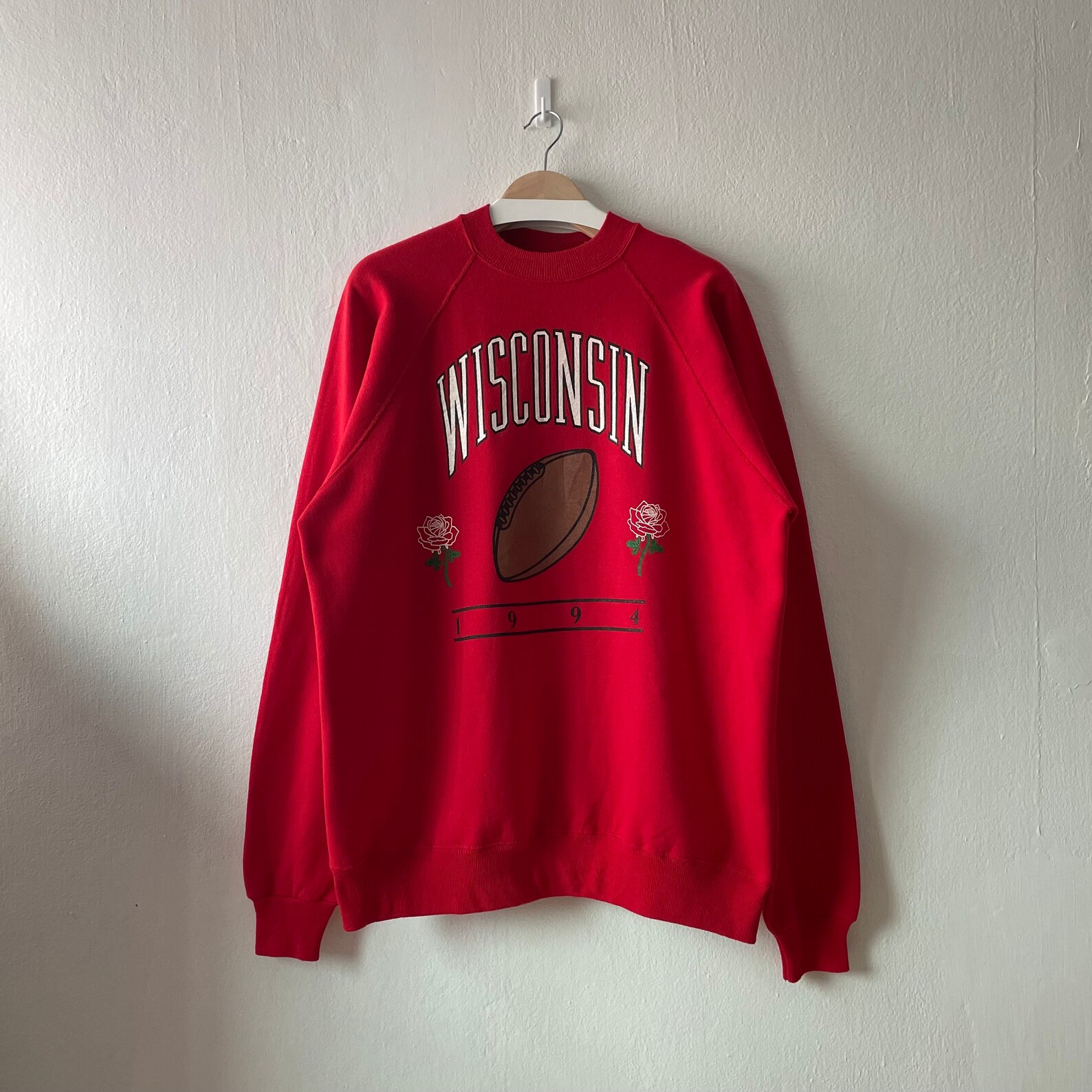Vintage 1994 University of Wisconsin Football Crewneck Red Sweatshirt ...