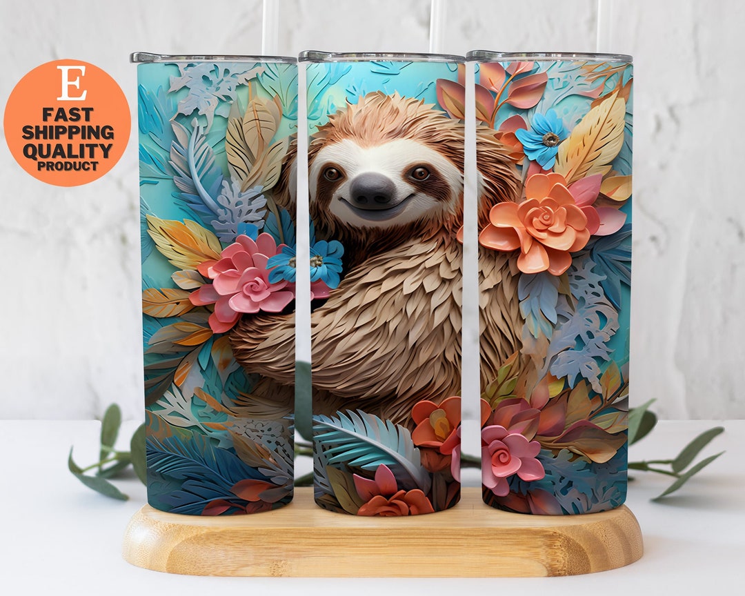 Sloth 3D Printed Tumbler 20oz Stainless Steel Tumbler Sloth Lover Gift ...