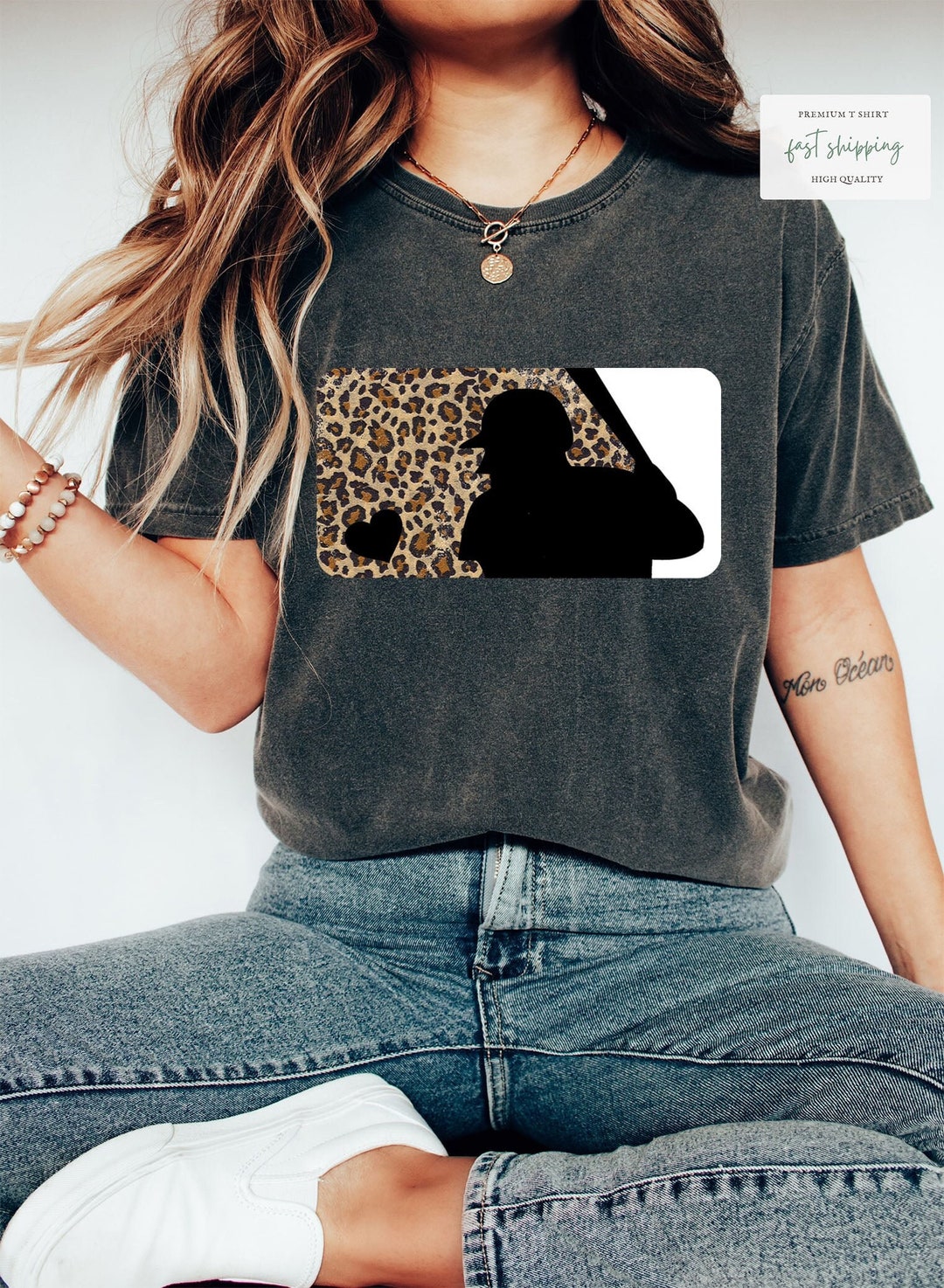 Cheetah Baseball Tee Shirt, Cheetah Print Baseball T-shirt, Cheetah ...