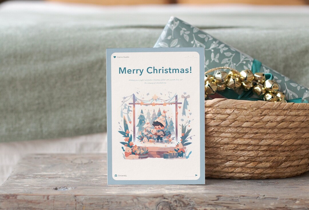 Merry Christmas Card Folded Printable Christmas Card Festive and Lovely ...