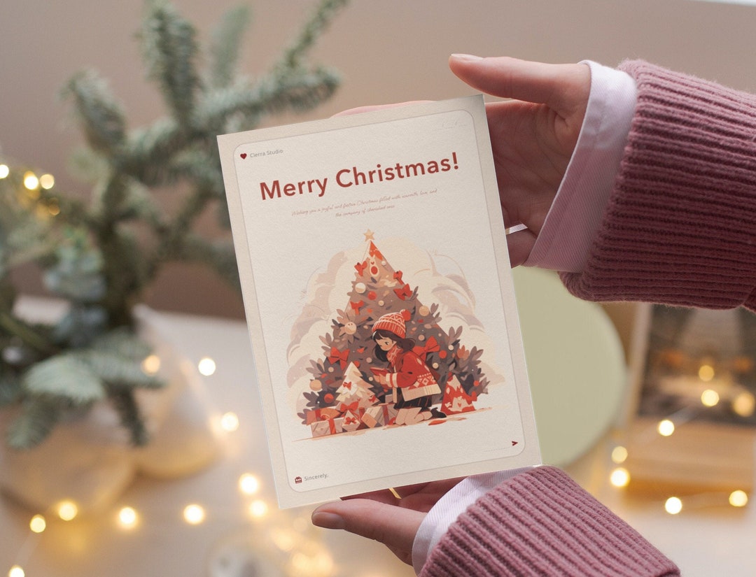 Merry Christmas Card Folded Printable Christmas Card Festive and Lovely ...