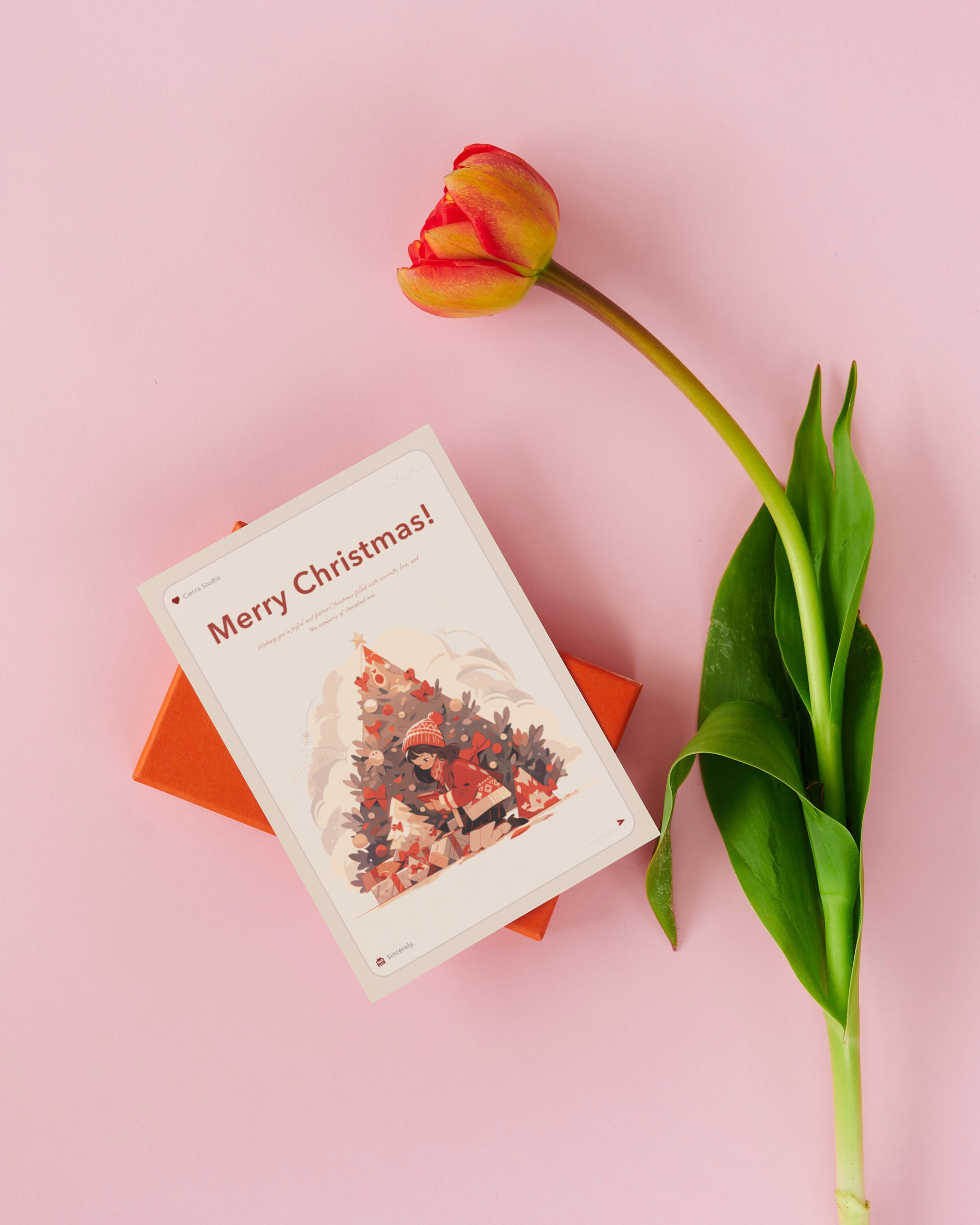 Merry Christmas Card Folded Printable Christmas Card Festive and Lovely ...