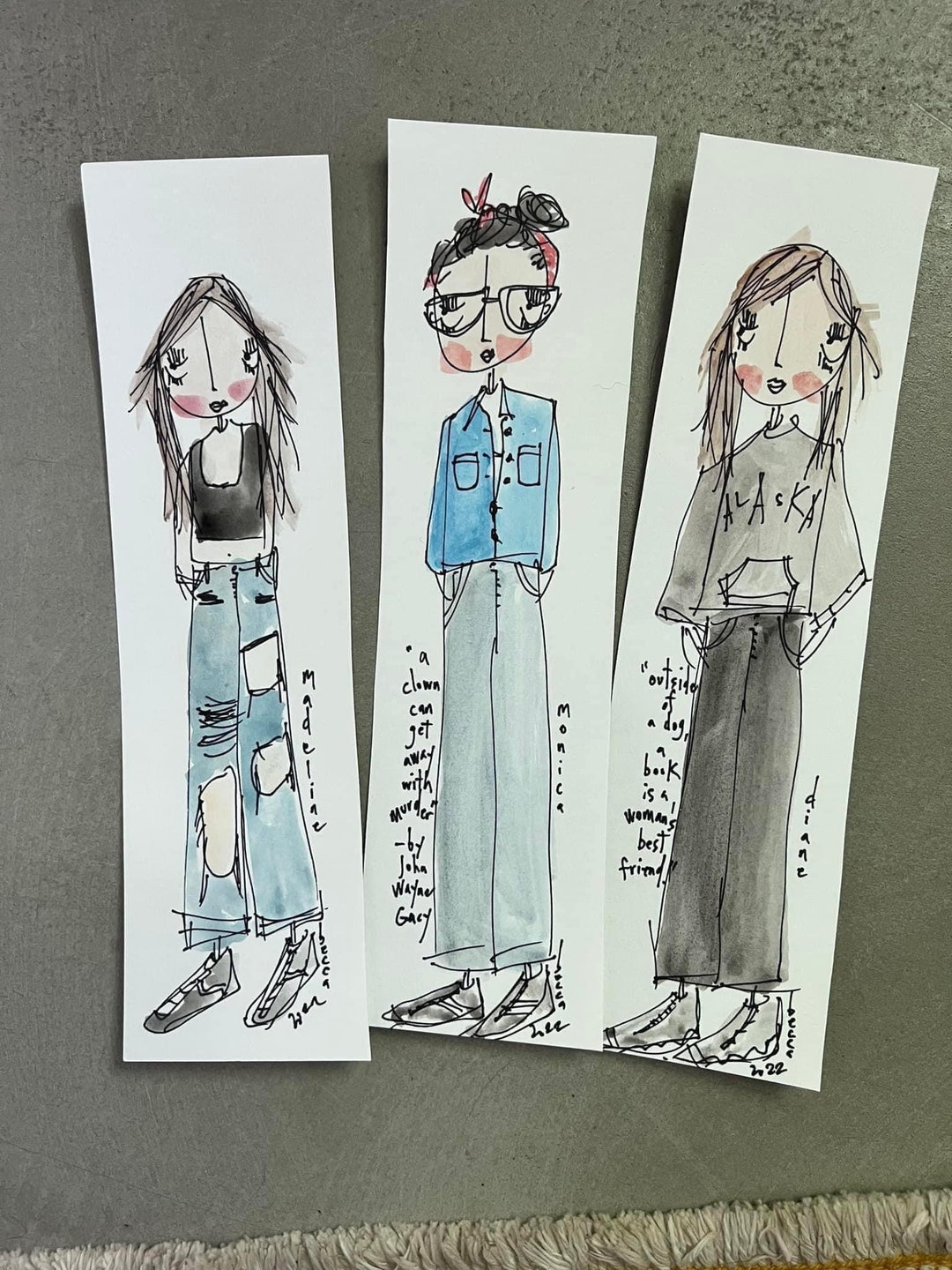 Personalized Hand Drawn Watercolored Bookmark - Etsy