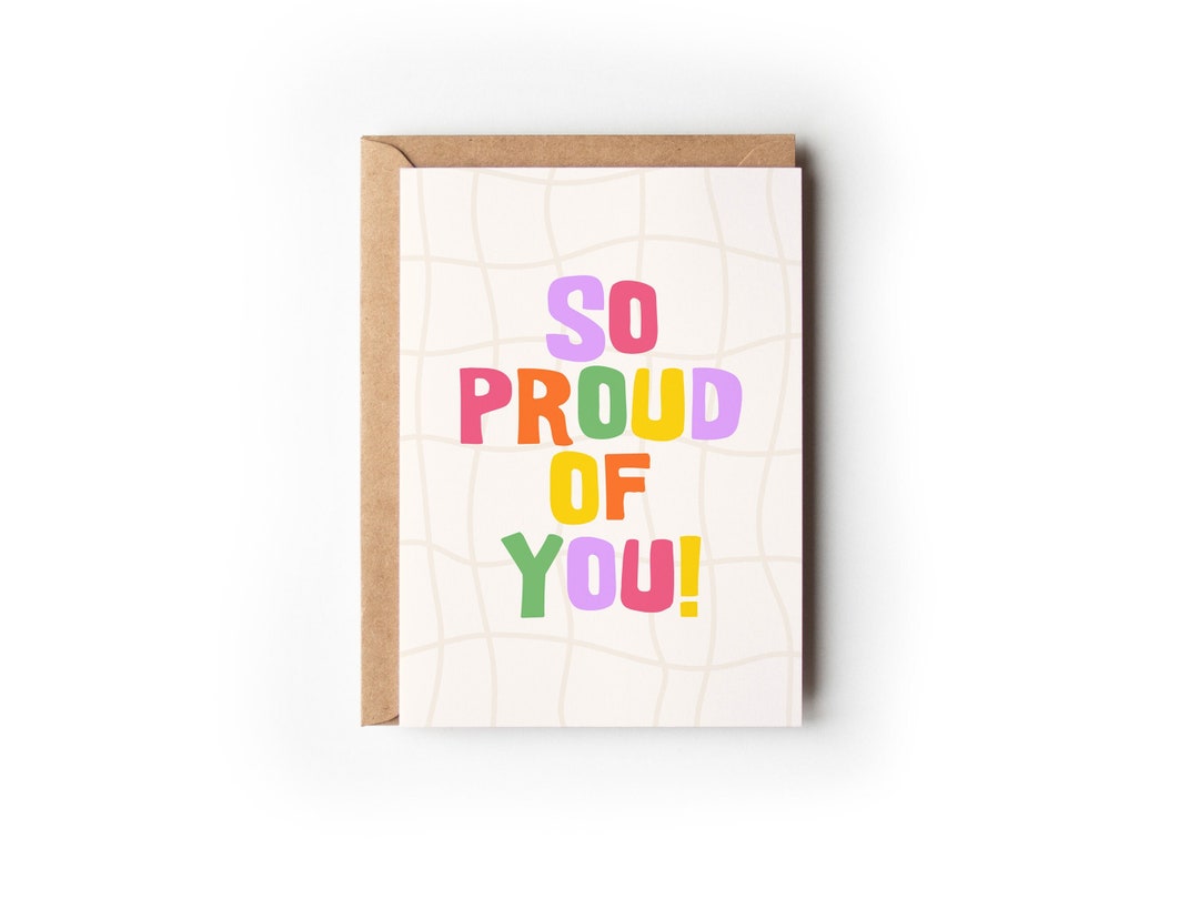 So Proud of You Greeting Card | Colourful A6 Card With Bold Typography ...