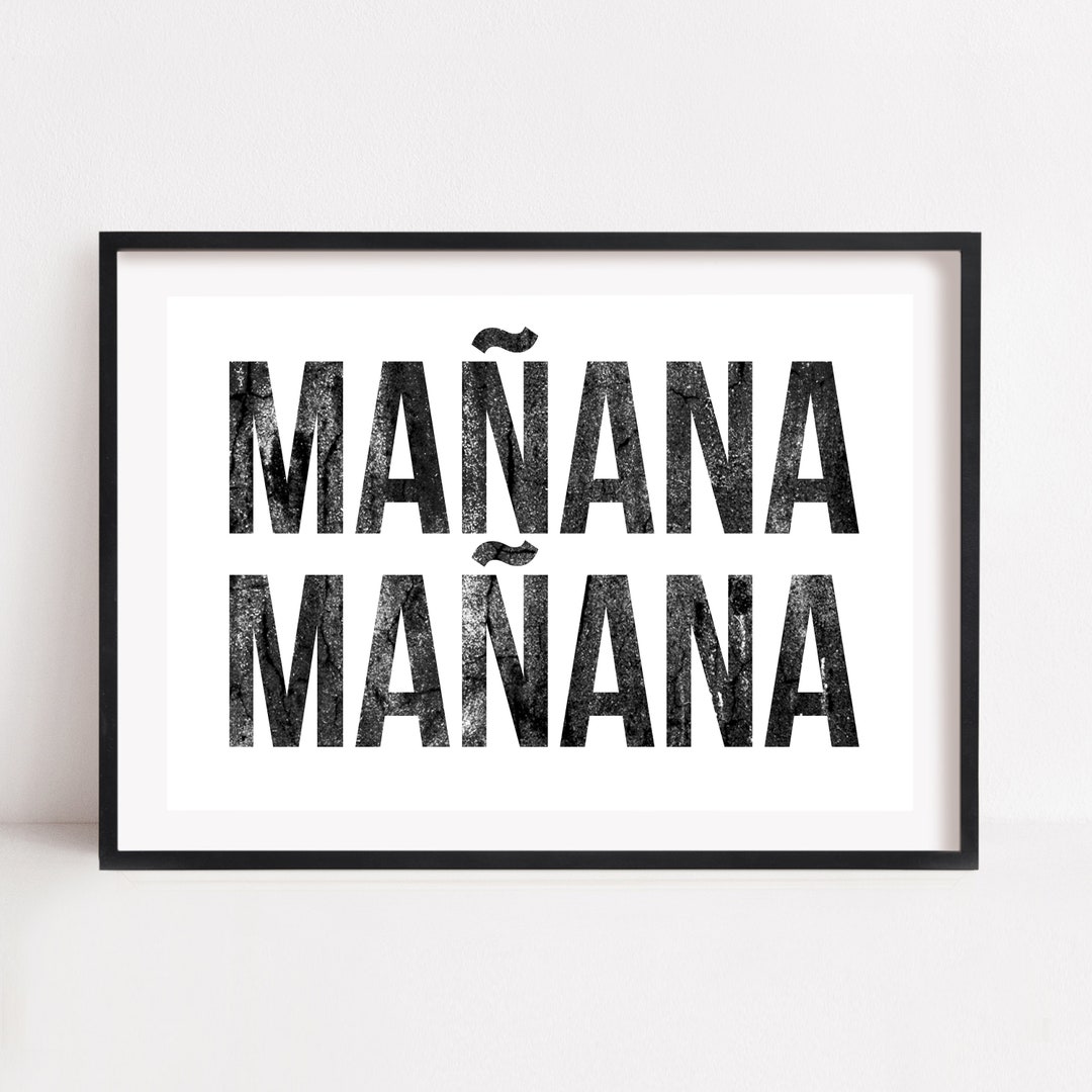 MANANA MONOCROME PRINT, Gallery Wall Art, Monocrome Poster, Text Print ...