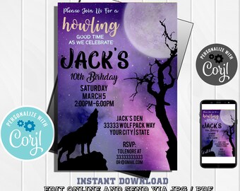 Wolf Party Invitation - Etsy
