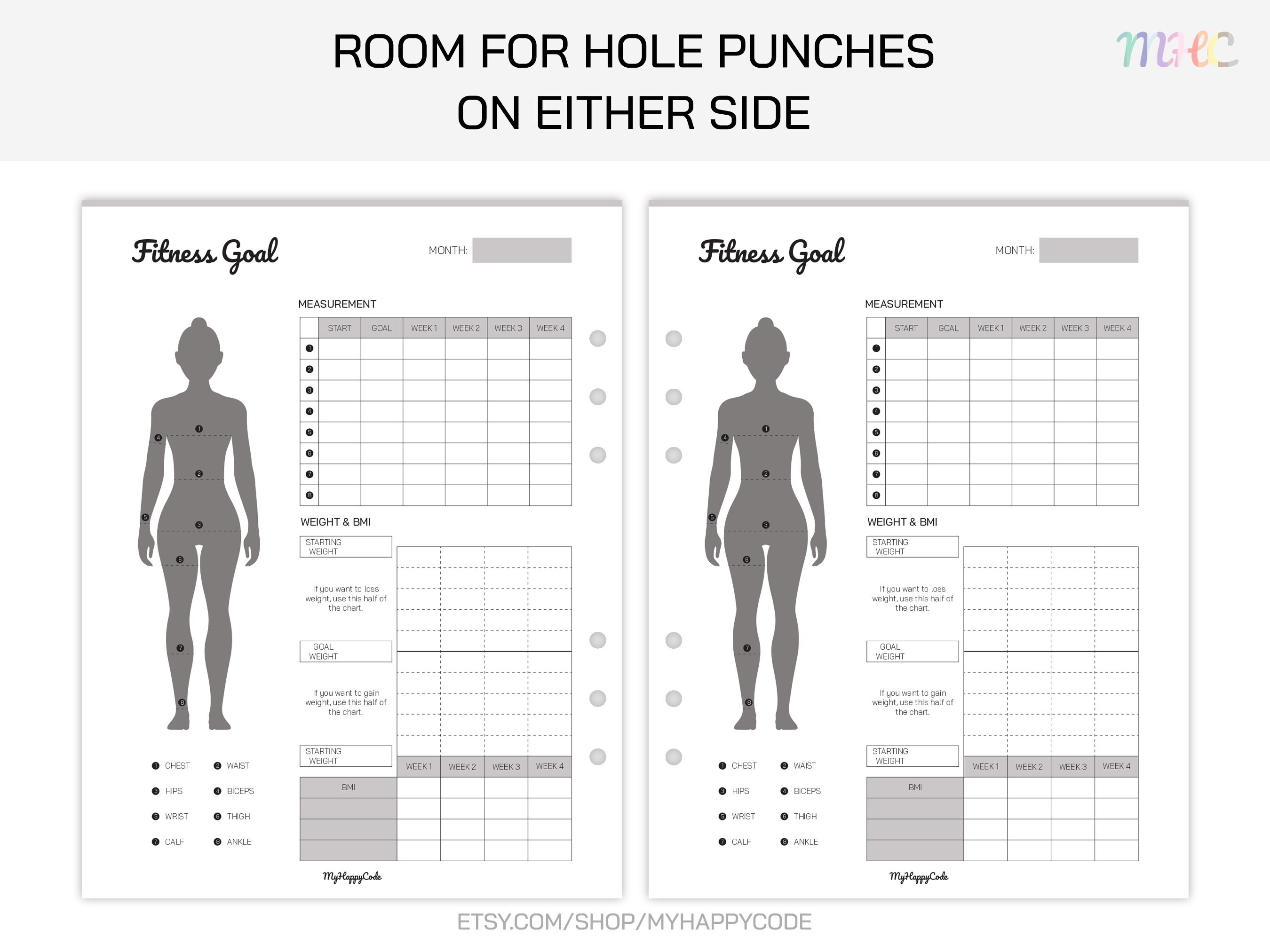 Fitness Goal Planner Printable, Fitness Goal Tracker, Monthly Fitness ...