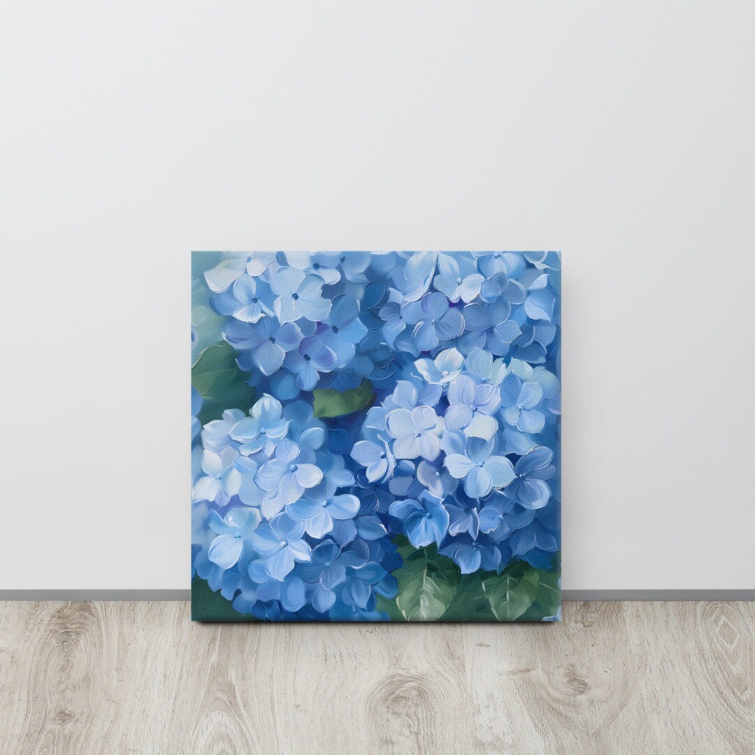 Blue Hydrangeas Oil Painting Canvas Print, Blue Hydranges Wall Art ...