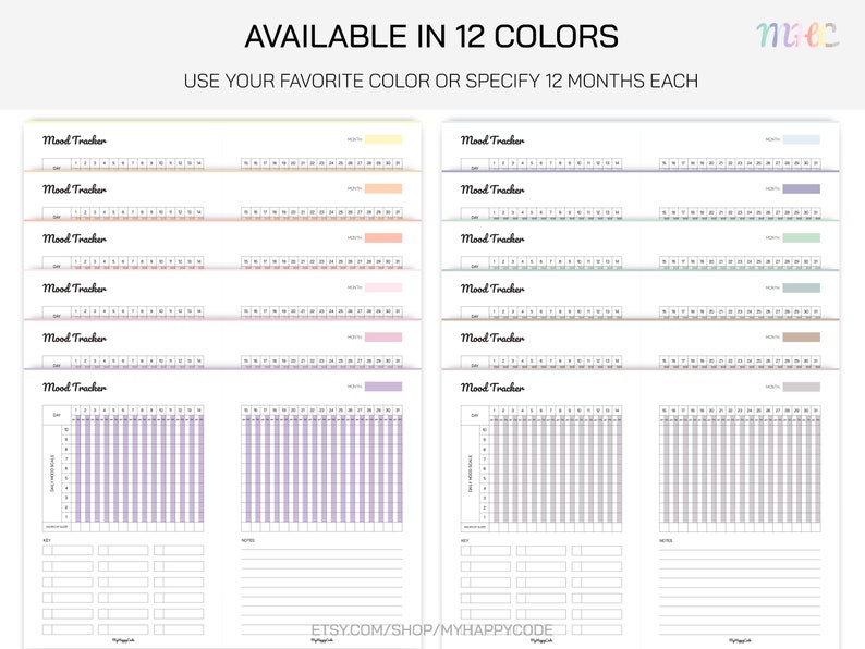 Undated Mood Tracker Printable Daily Mood Chart Printable - Etsy