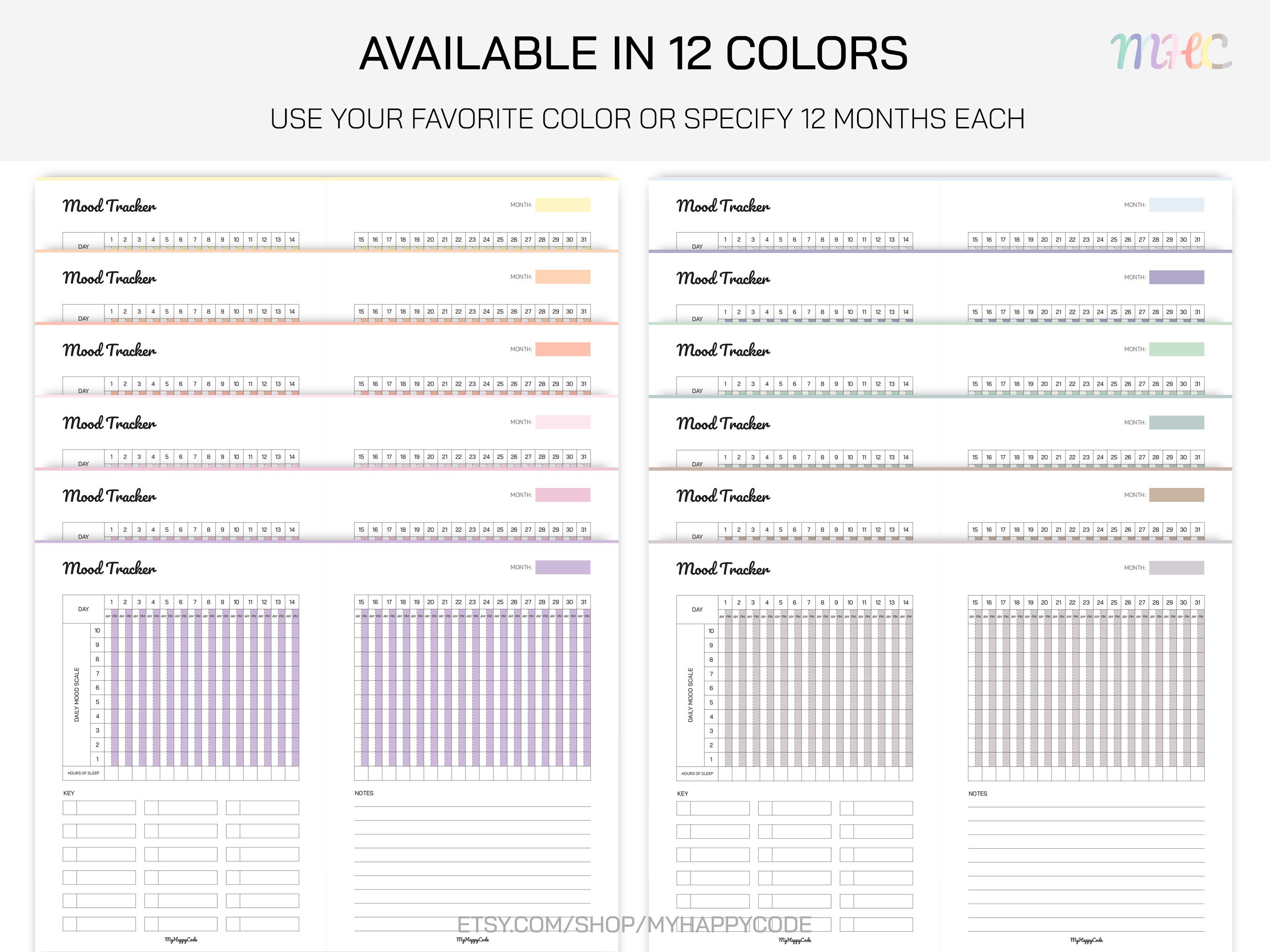 Undated Mood Tracker Printable Daily Mood Chart Printable - Etsy