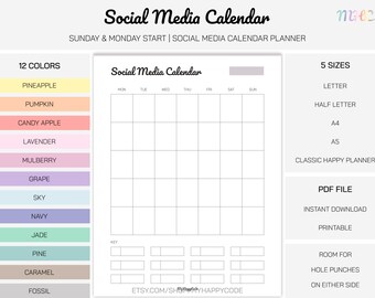 Printable Monthly Social Media Calendar - Etsy