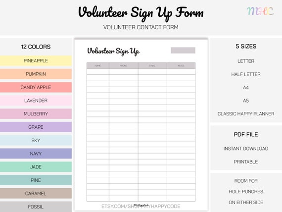 Volunteer Chart Template