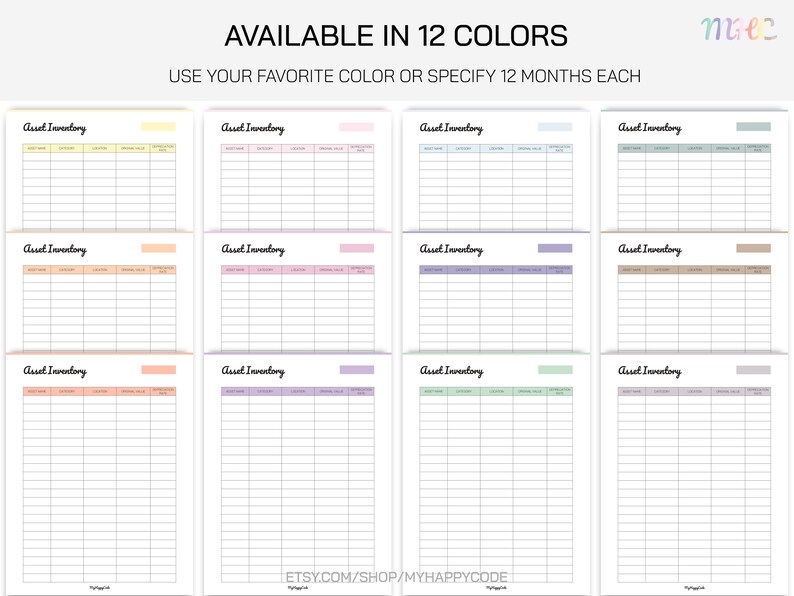 Small Business Asset Inventory Tracker Printable, Asset Inventory Log ...