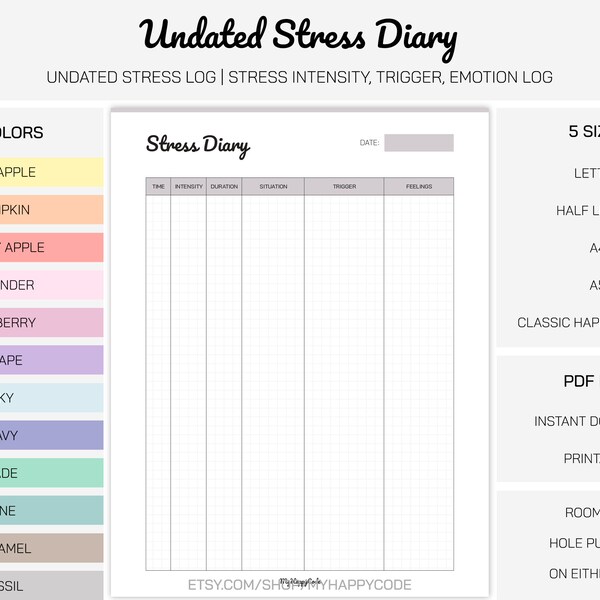 Stress Management Tracker Template - Etsy