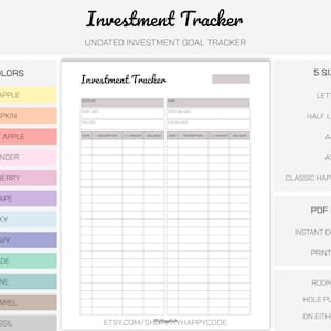 Investment Goal Tracker Printable, Personal Investment Tracker ...