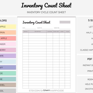 Inventory Cycle Counting Sheet Printable, Inventory Count Sheet ...