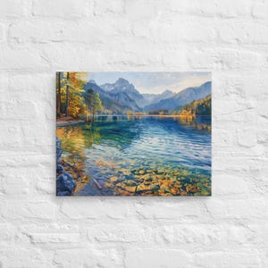 Colorful Autumn Lake View Painting Canvas Print, Beautiful Lake Wall ...