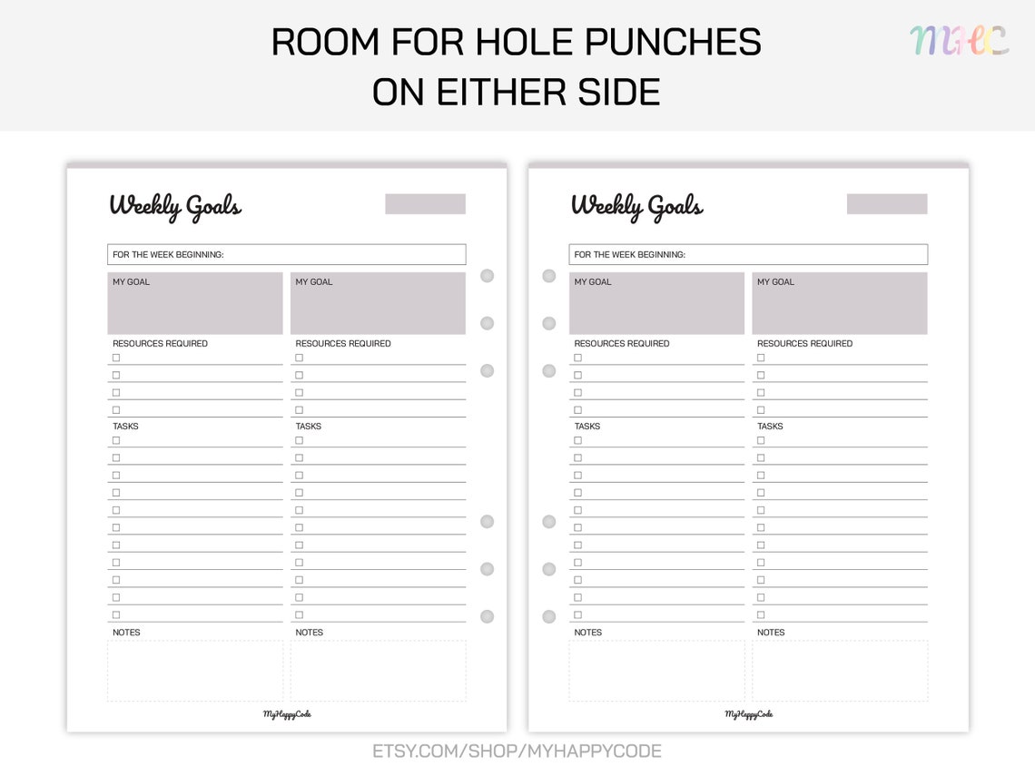 Weekly Goals Planner Printable, Weekly Goals Planning and Tracking ...