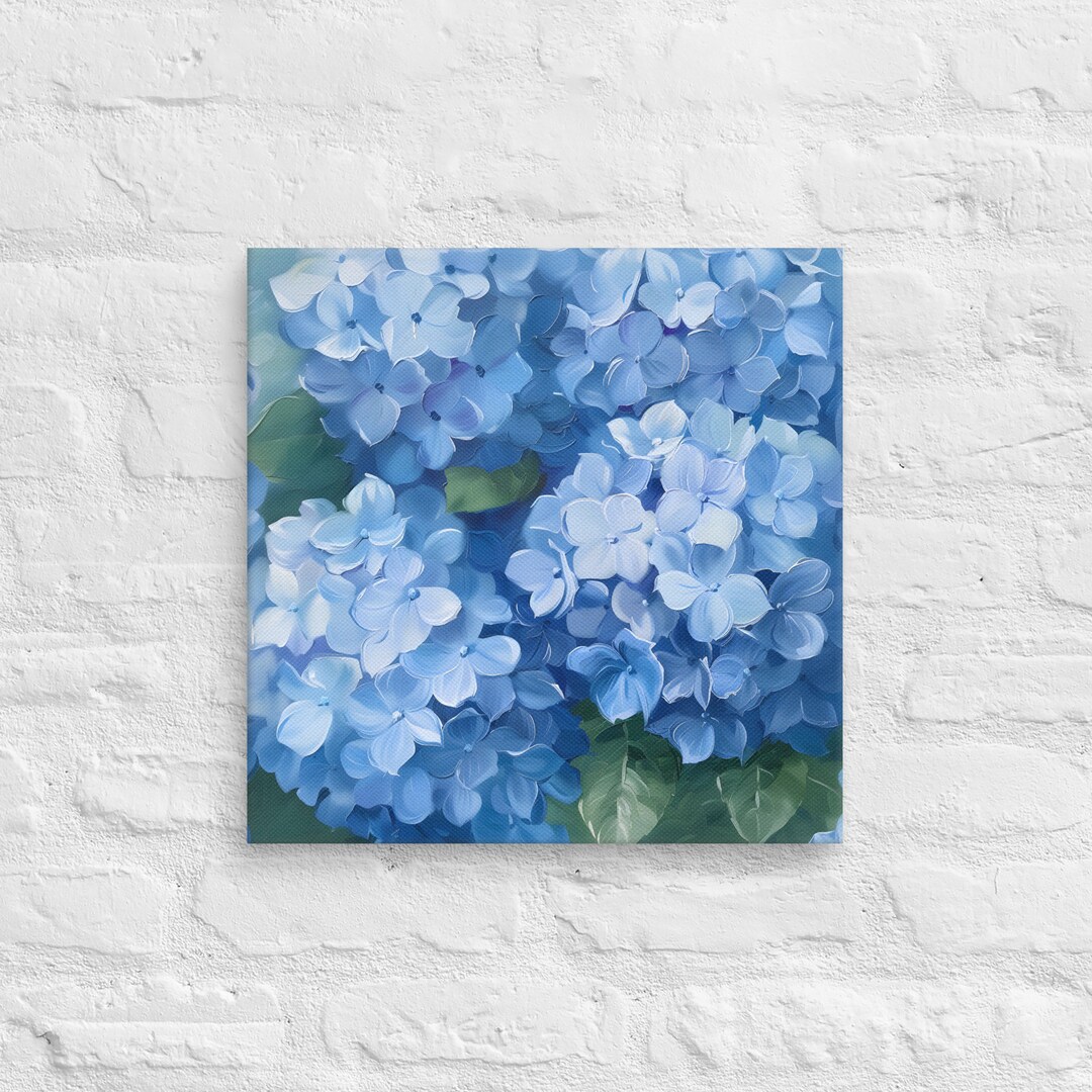Blue Hydrangeas Oil Painting Canvas Print, Blue Hydranges Wall Art ...