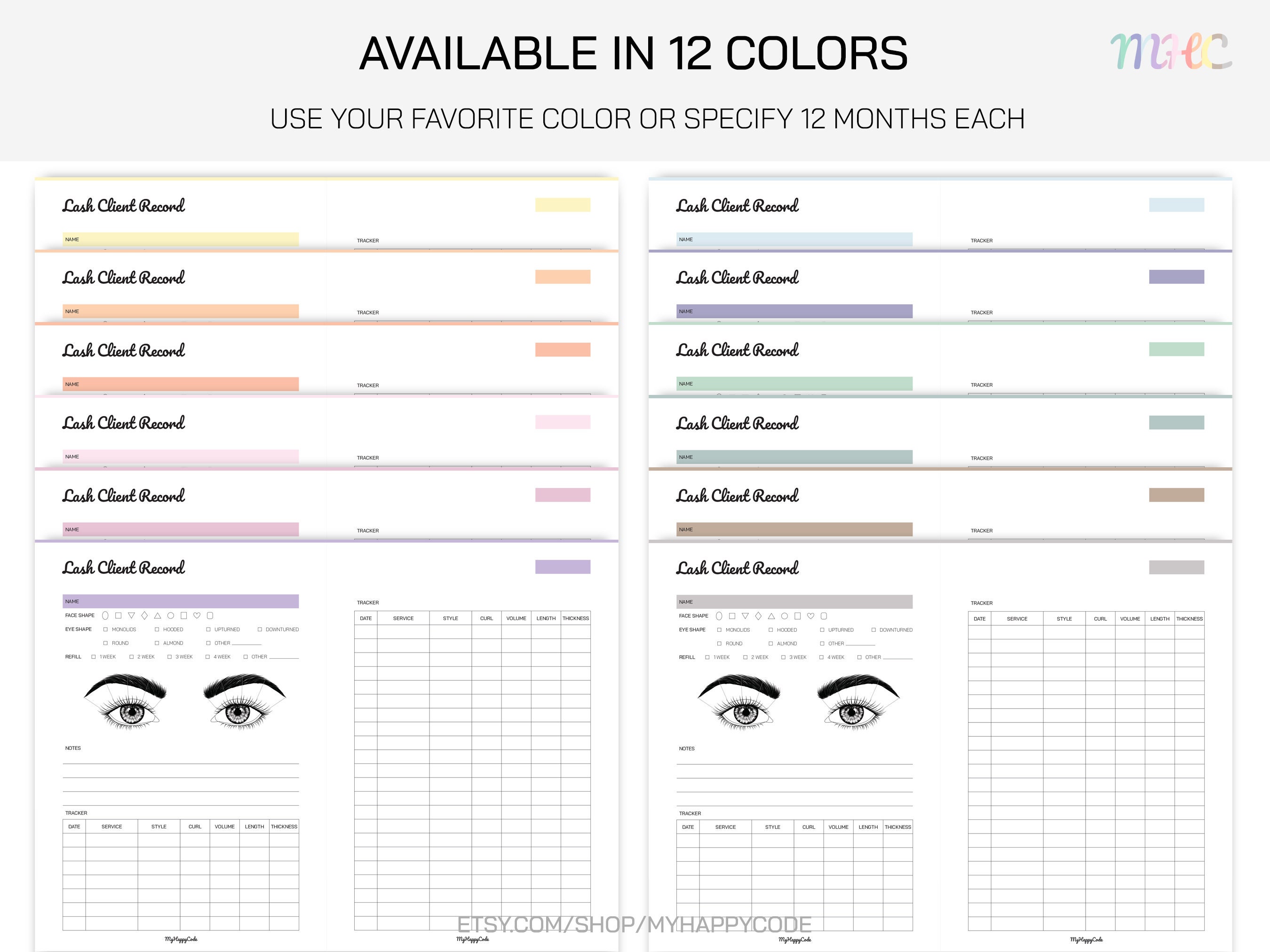Lash Client Records Tracker Printable, Lash Customer Record Tracker, Lash Client Tracker, Lash ...