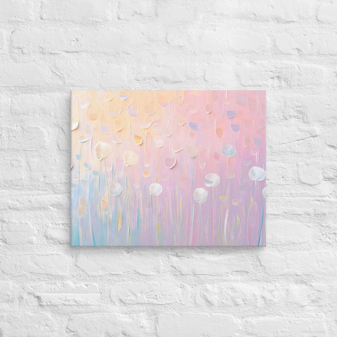 Pastel Color Abstract Flower Field Painting Canvas Print, Abstract ...