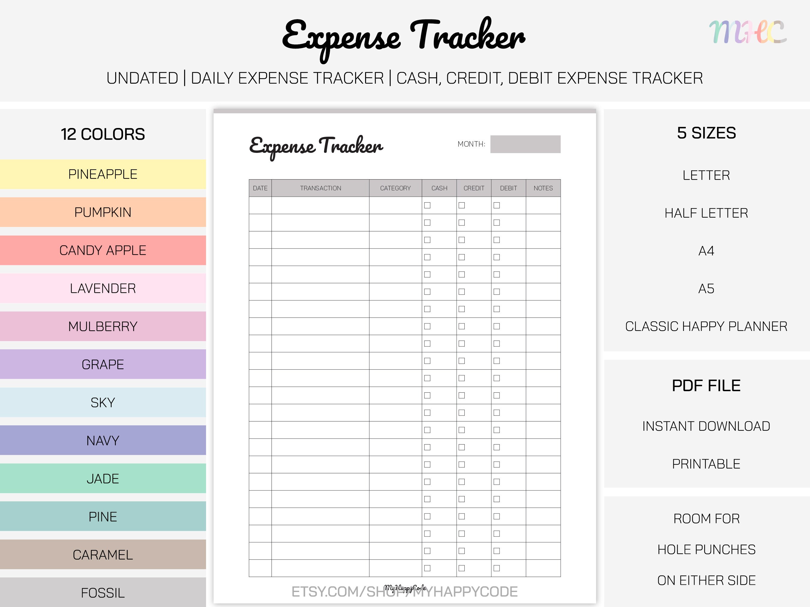 Expense Tracker Printable, Daily Expense Tracker, Monthly Expense ...
