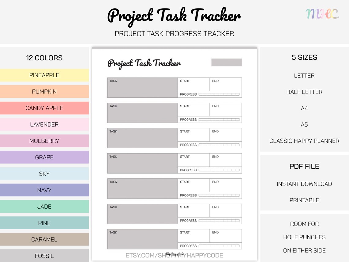 Project Task Tracker Printable Project Tracker Printable - Etsy