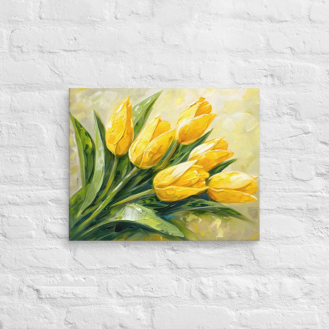 Yellow Tulips Painting Canvas Print, Yellow Tulips Wall Art, Yellow ...
