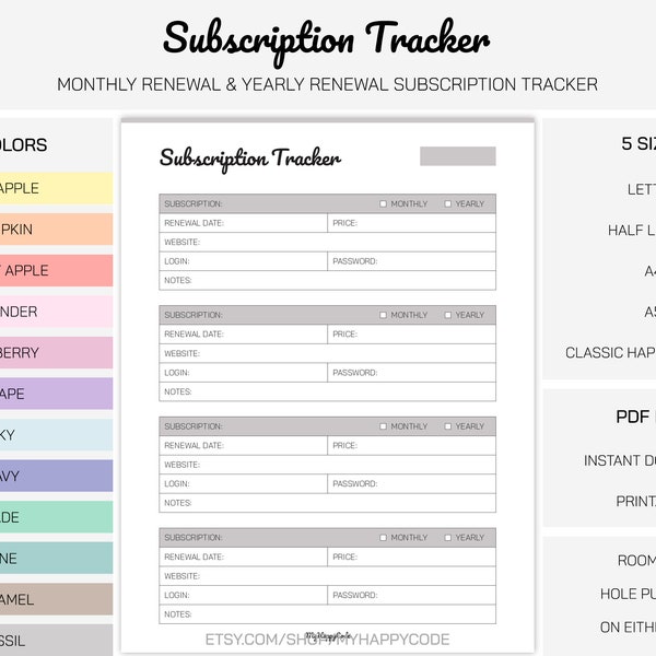 Yearly Subscription Template - Etsy