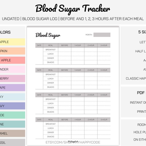Blood Sugar Tracker - Etsy