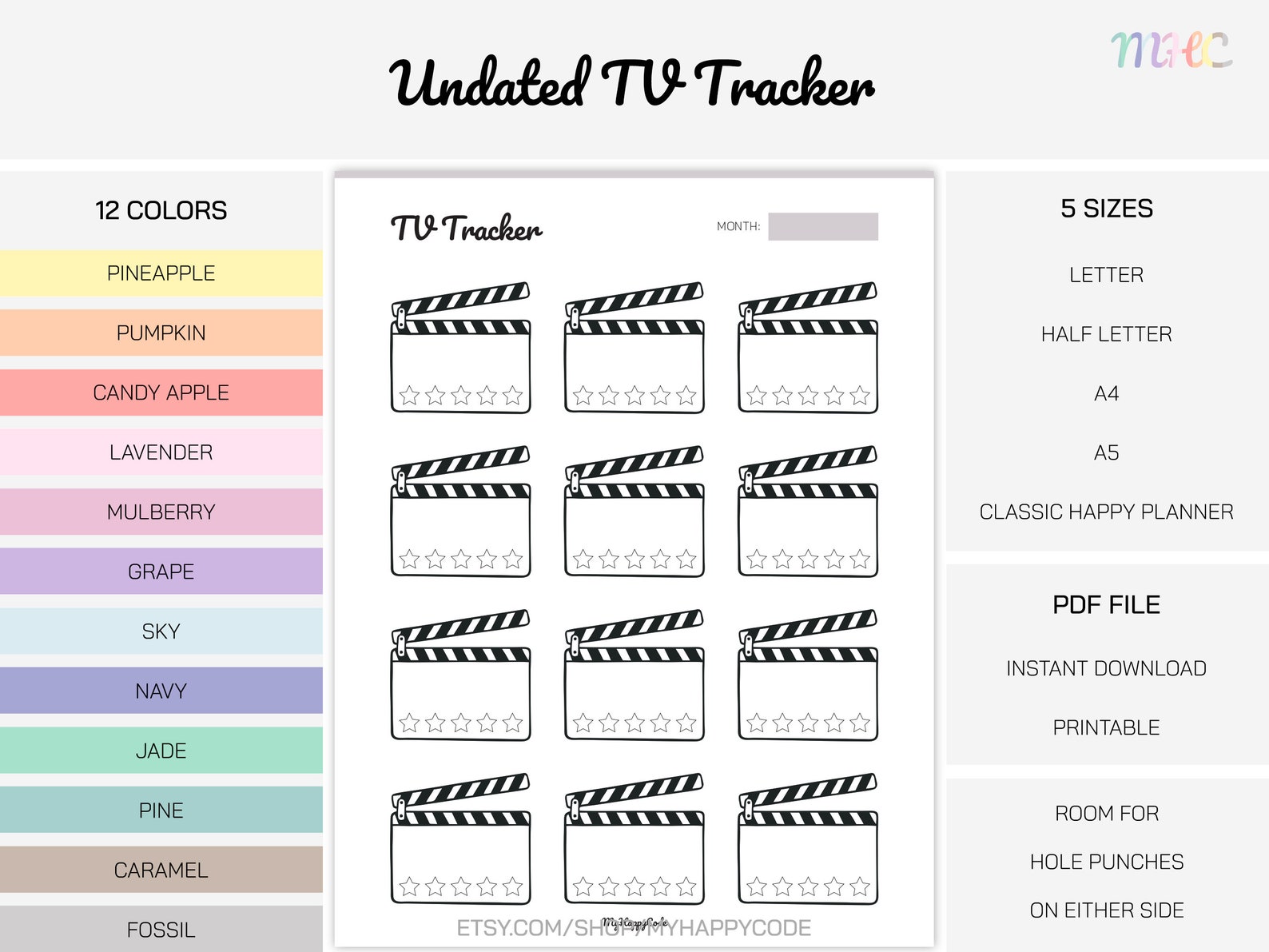 TV Tracker Printable, TV Tracker Instant Download, TV Show Tracker ...