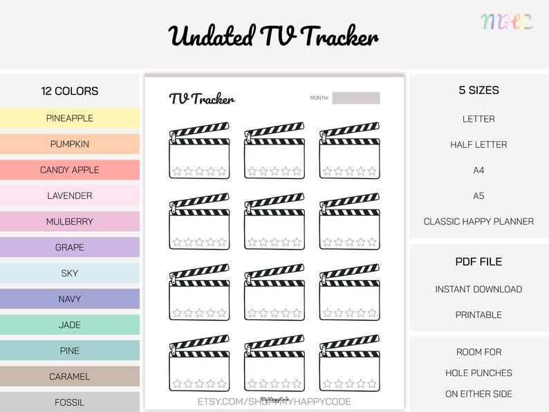 TV Tracker Printable, TV Tracker Instant Download, TV Show Tracker ...